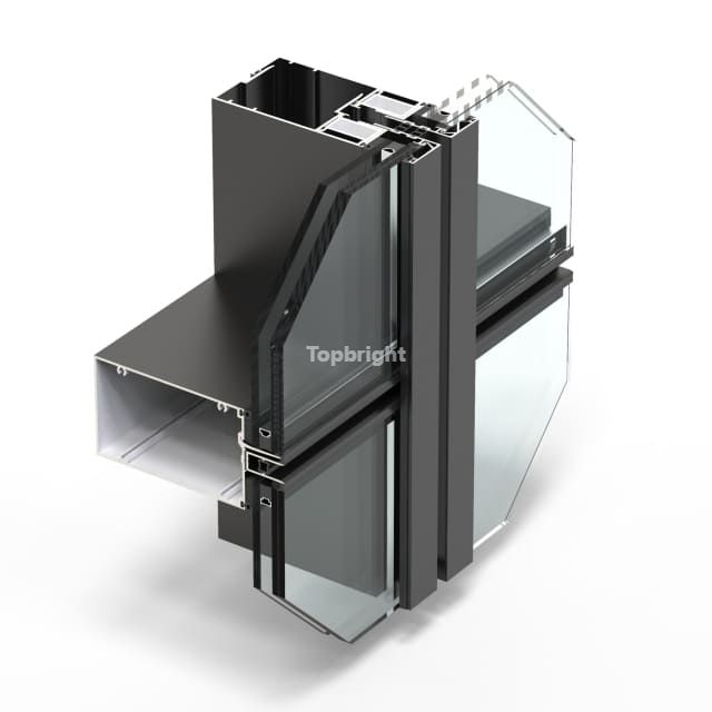 Face Width 100mm Thermal Break Unitized Curtain Wall System TB 100UCW