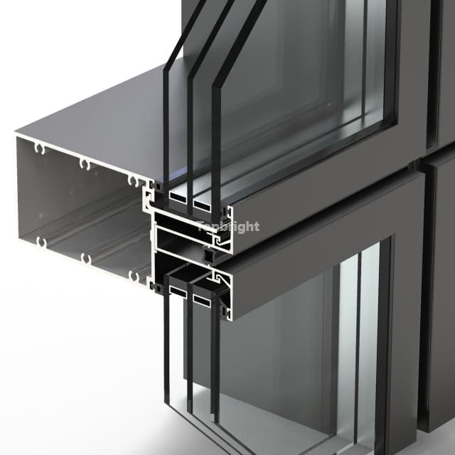 Face Width 85mm Thermal Break Unitized Curtain Wall System TB 85UCW